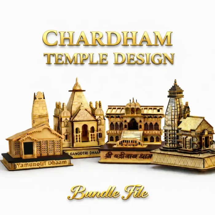 Char Dham Temple Laser Cut Files – DXF & CDR CNC Bundle